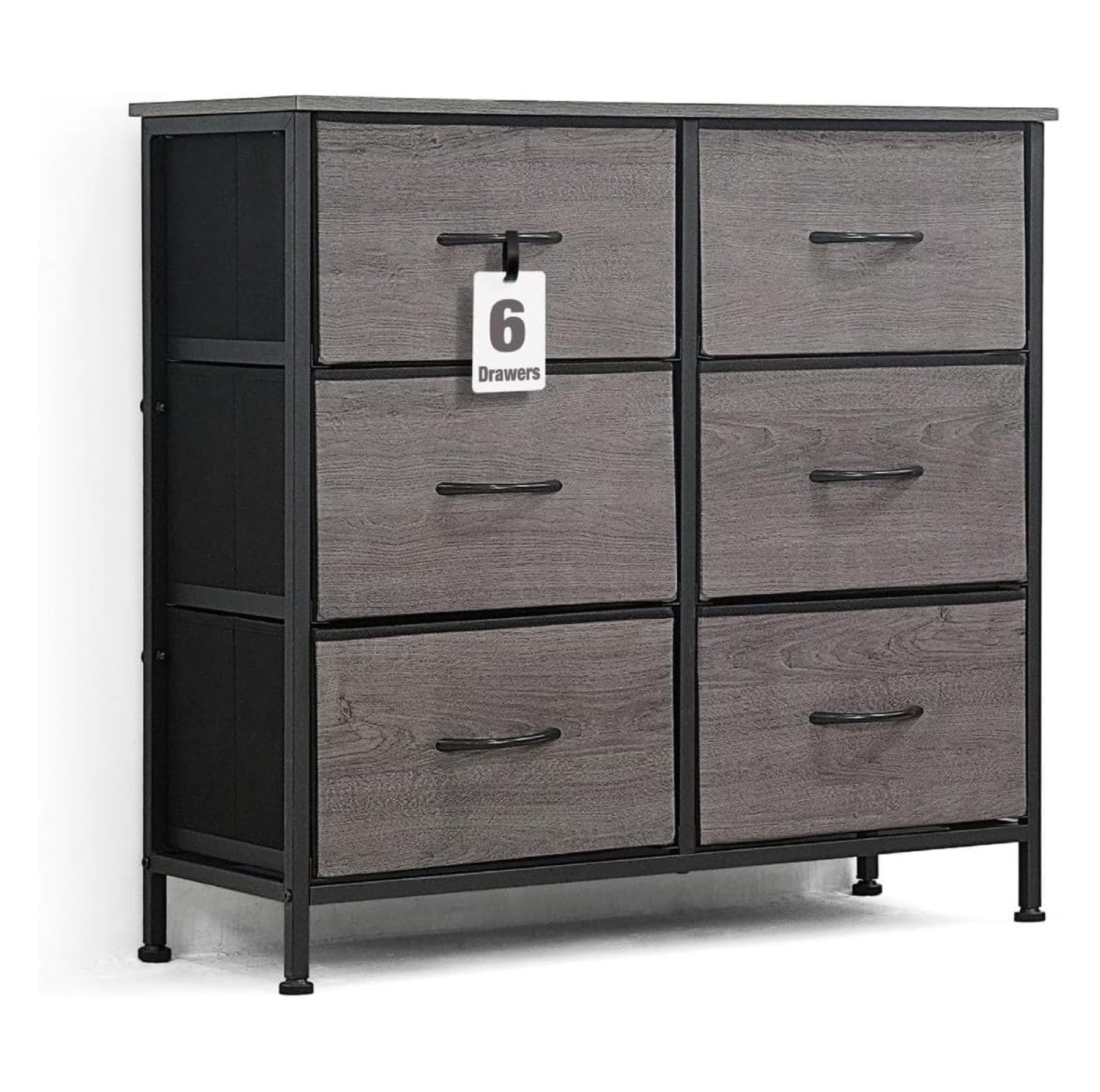 HeSLehs Drawer Storage Tower w/ 6 Fabric Bins, Laundry Storage, Sorting ...