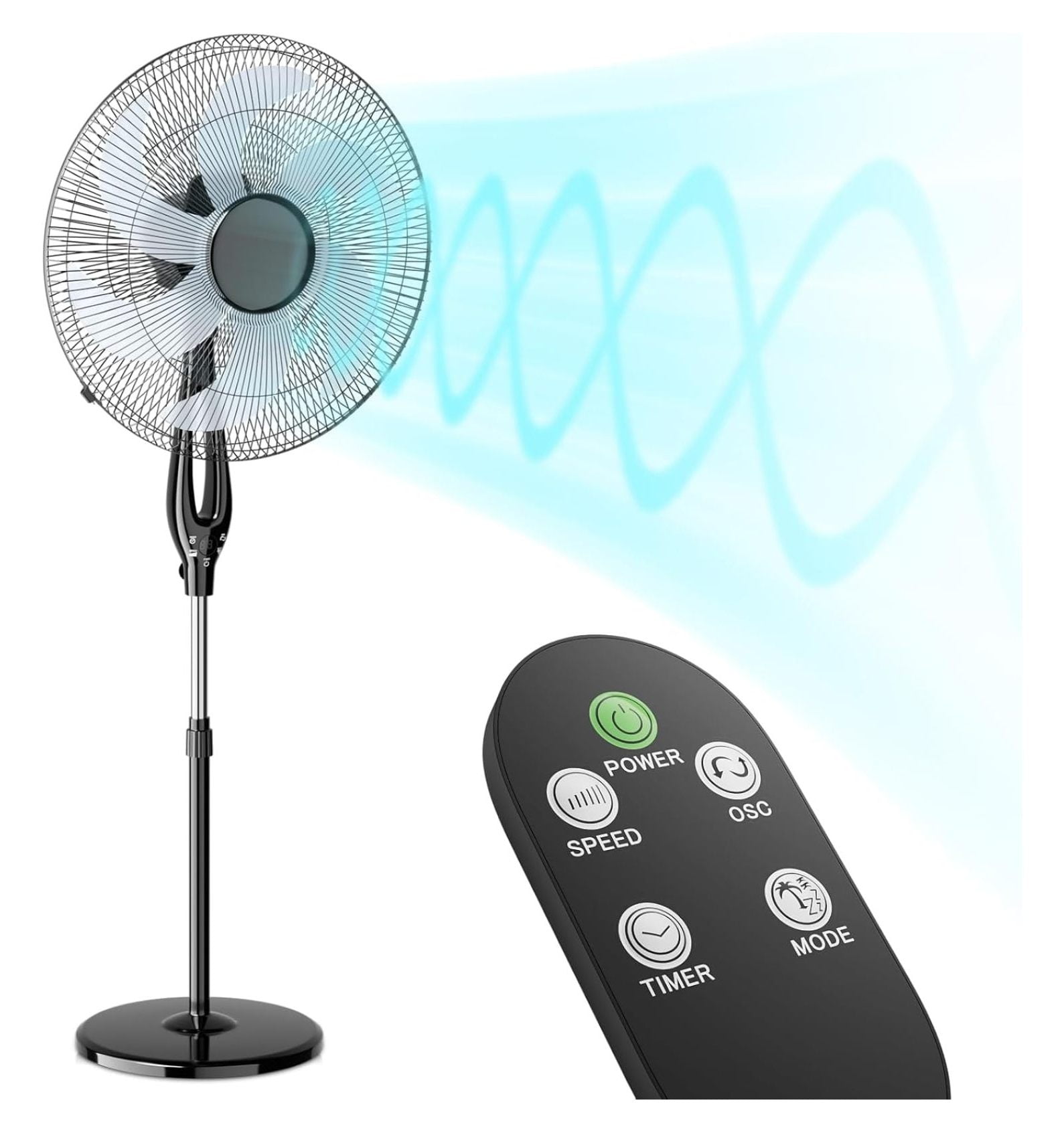 HeSLehs Oscillating Pedestal Fan with Control 12H Timer Portable ...