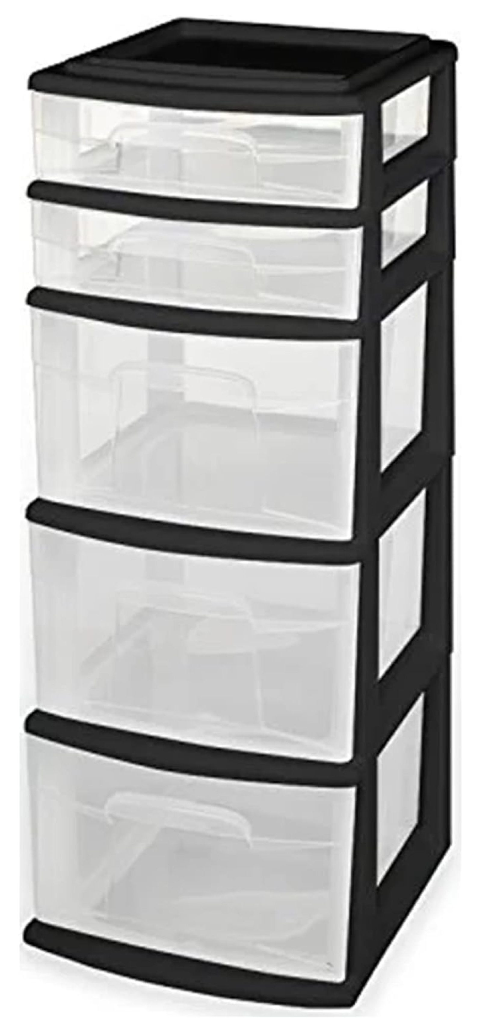 HeSLehs Plastic 5 Clear Drawer Medium Home Organization Storage ...