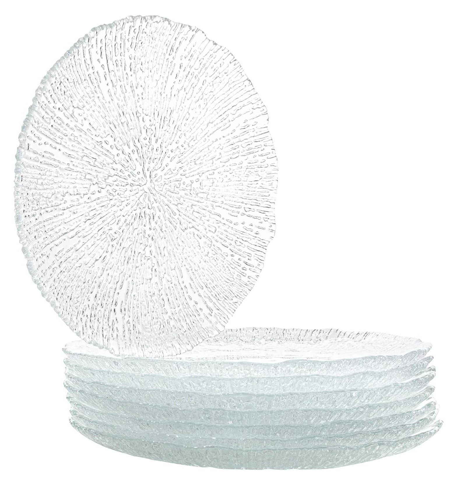 HeSLehs Salad Plate, Set of 6 Glass Plates, 8.5 Inch Dessert, Salad ...
