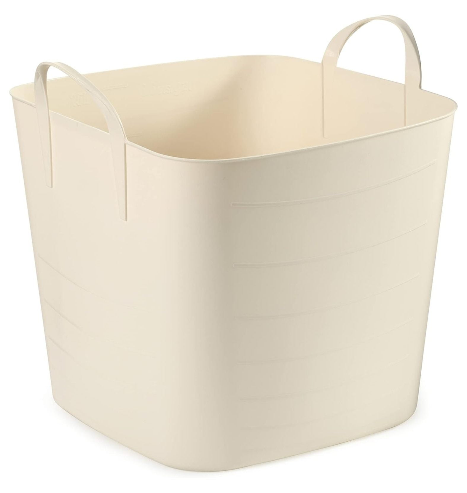 HeSLehs Tub 25L Tan Tub Basket 6.6 Gal Plastic Storage Tote Bin w/Carry ...