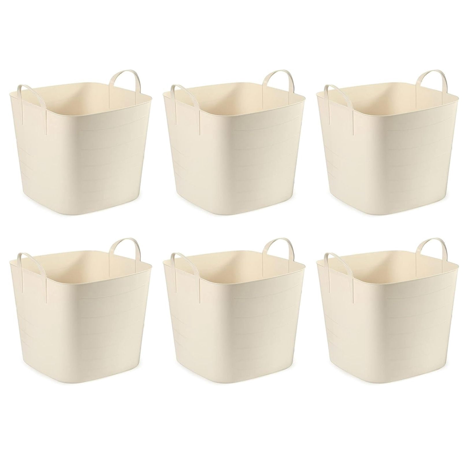 HeSLehs Tub 25L Tan Tub Basket 6.6 Gal Plastic Storage Tote Bin w/Carry ...