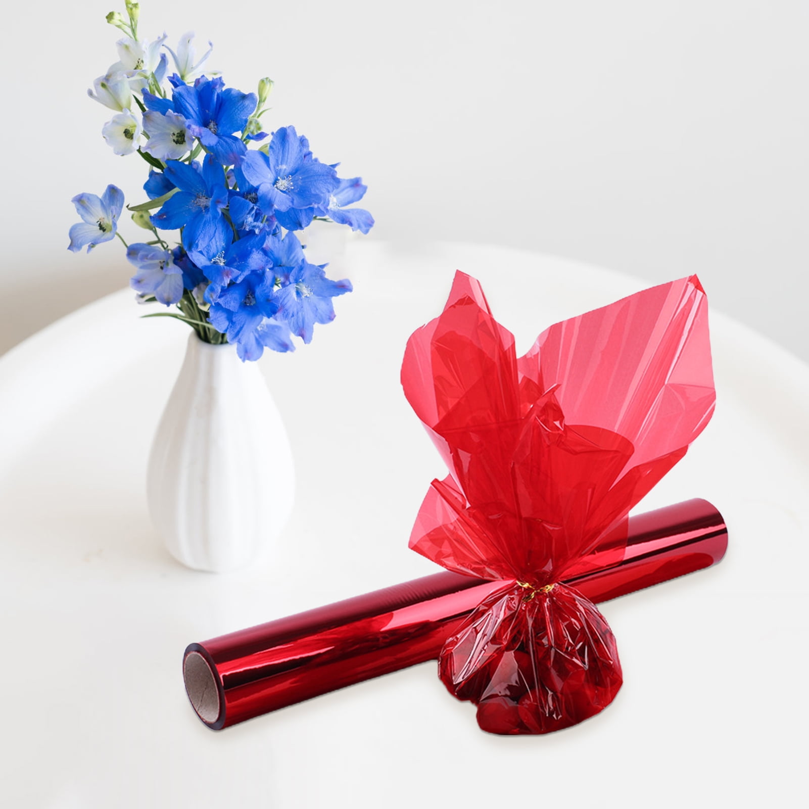 HeYii 1 Roll Decorative Bright Color Cellophane Wrap Roll Plastic ...
