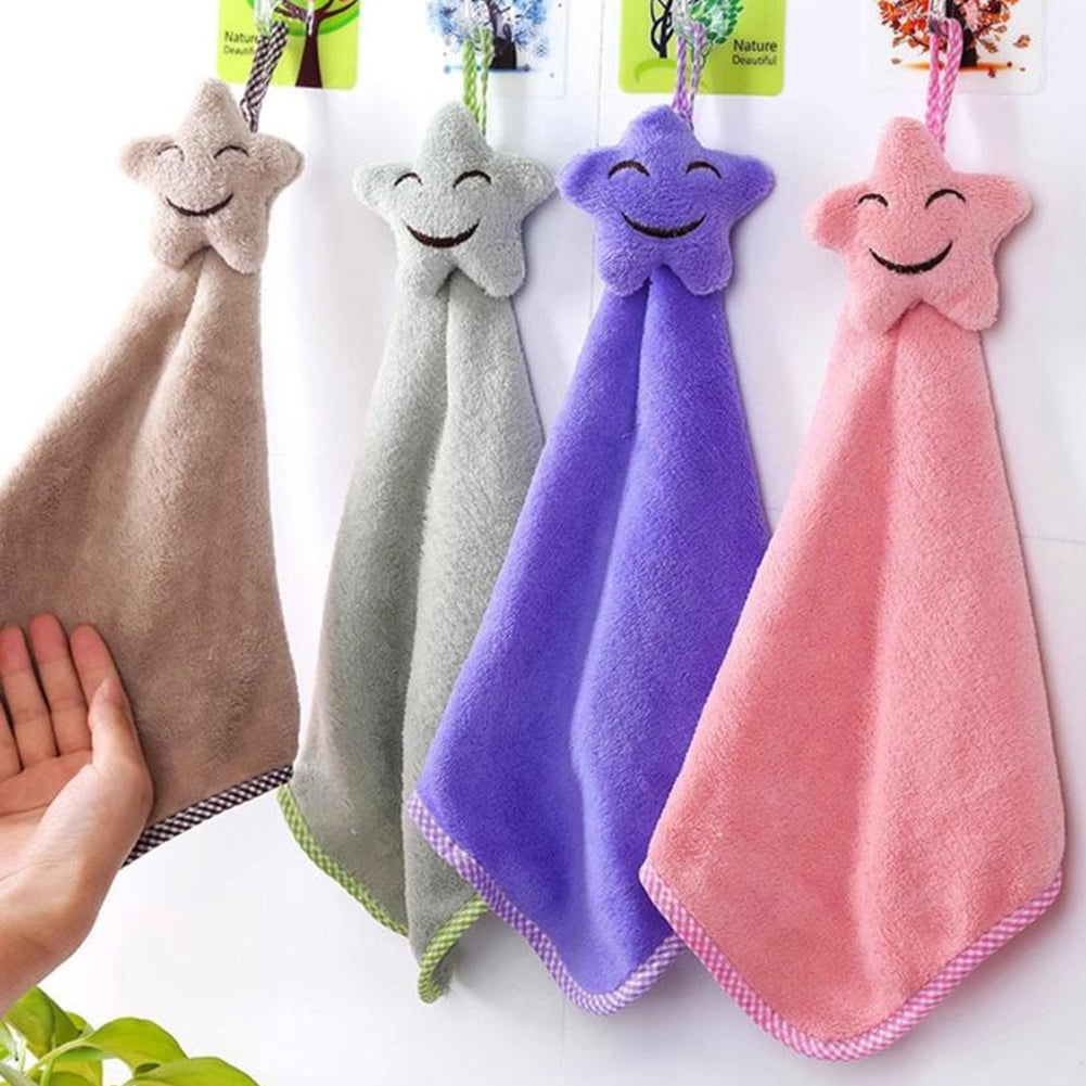HeYii Kitchen Bathroom Star Hand Towel Soft Kids Child Wipe Hanging ...