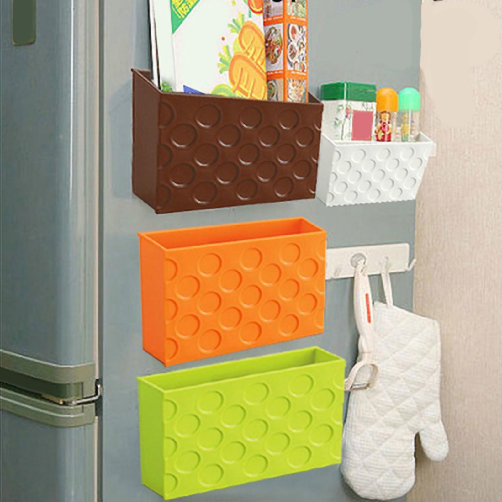 HeYii Storage Box Rectangle Magnetic Plastic Fridge Magnet Organizer ...