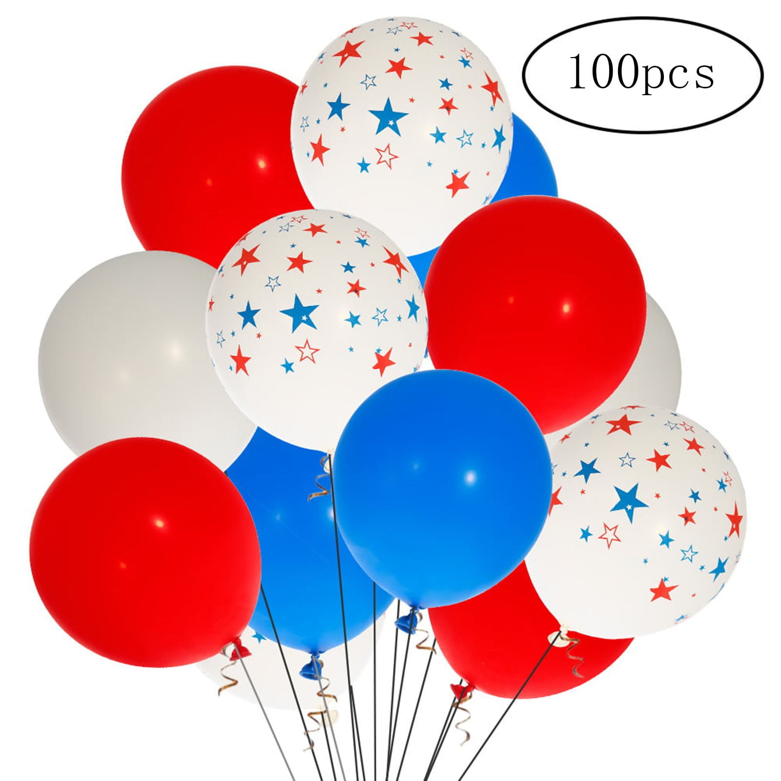 HeaCare 100pcs 4th of July Red White Blue Stars Latex Blow Up Balloons ...