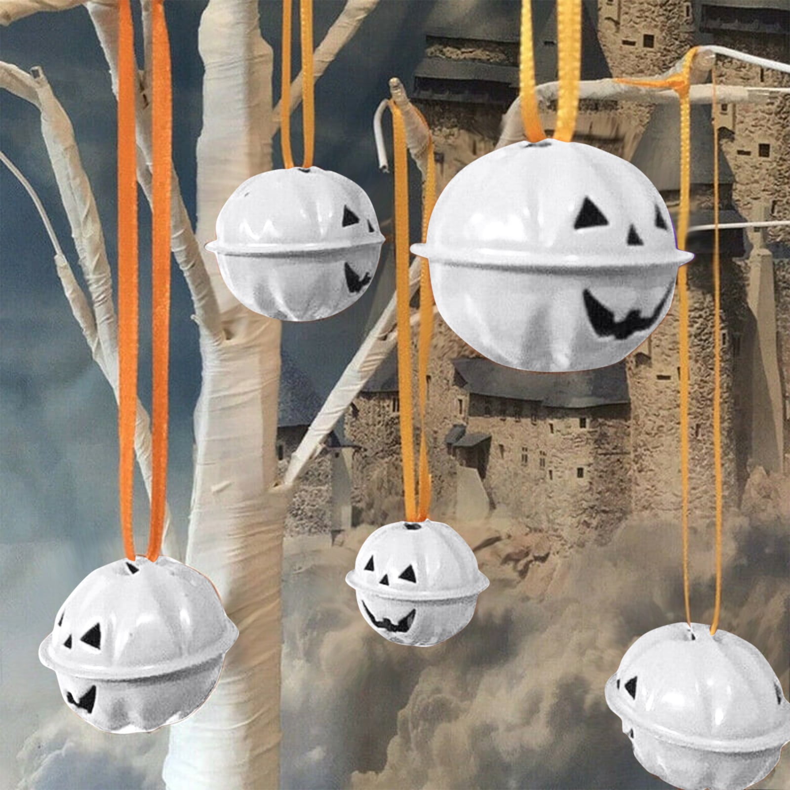 HeaCare 20 PCS 1.5" Halloween Pumpkin Bell Halloween Decorations ...