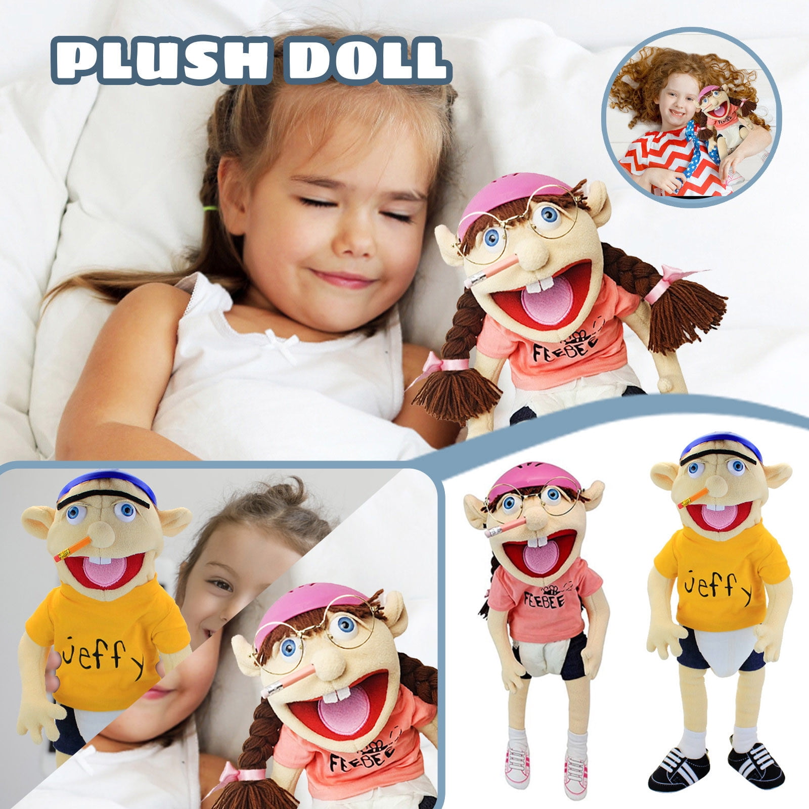 HeaCare 2024 Jeffy Series Cuddly Plush Toys Sets, 2 Pcs Jeffy Hand ...