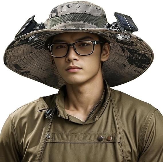 HeaCare 2025 New Solar Fan Hat, Solar Powered Wide Brim Sun Hat with ...