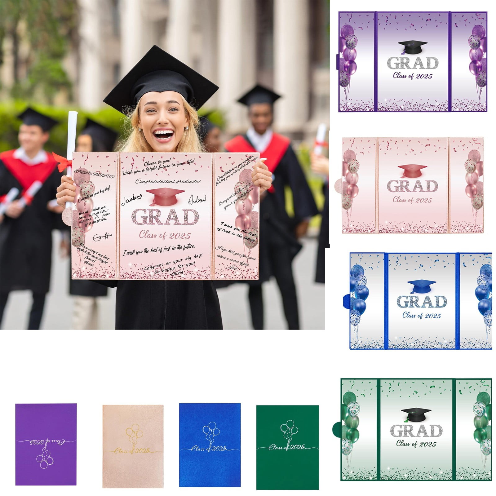 HeaCare 4PCS Silver Graduation Party Decorations, Blue Class of 2025 ...