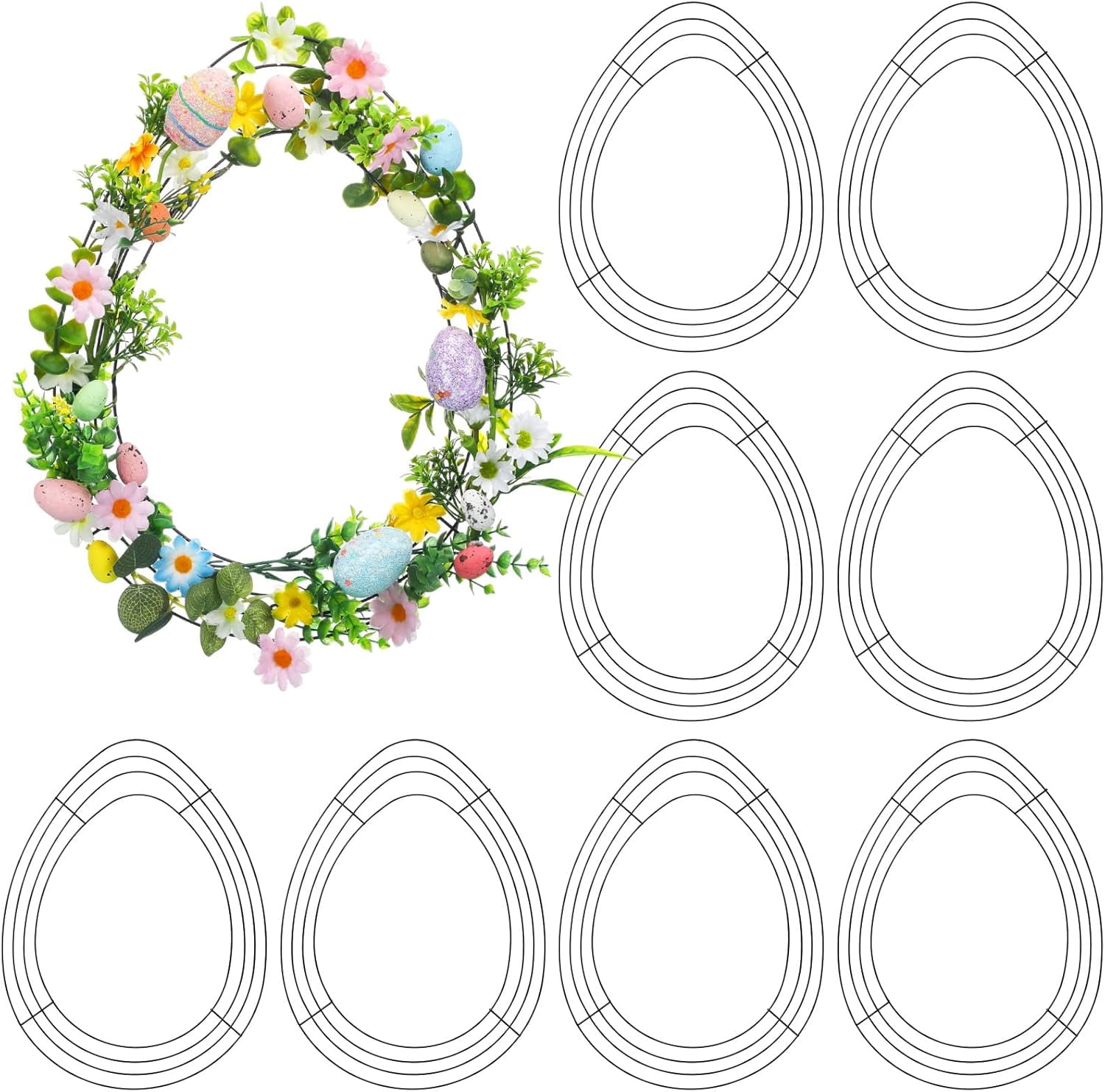 HeaCare 6 Pcs Easter Rabbit Wreath Metal Frame Wire Form Floral Garden ...