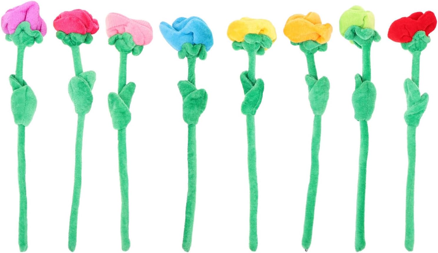 HeaCare 8pcs Rose Flower Plush Toy Stuffed Rose Bouquet Bendable Cotton ...