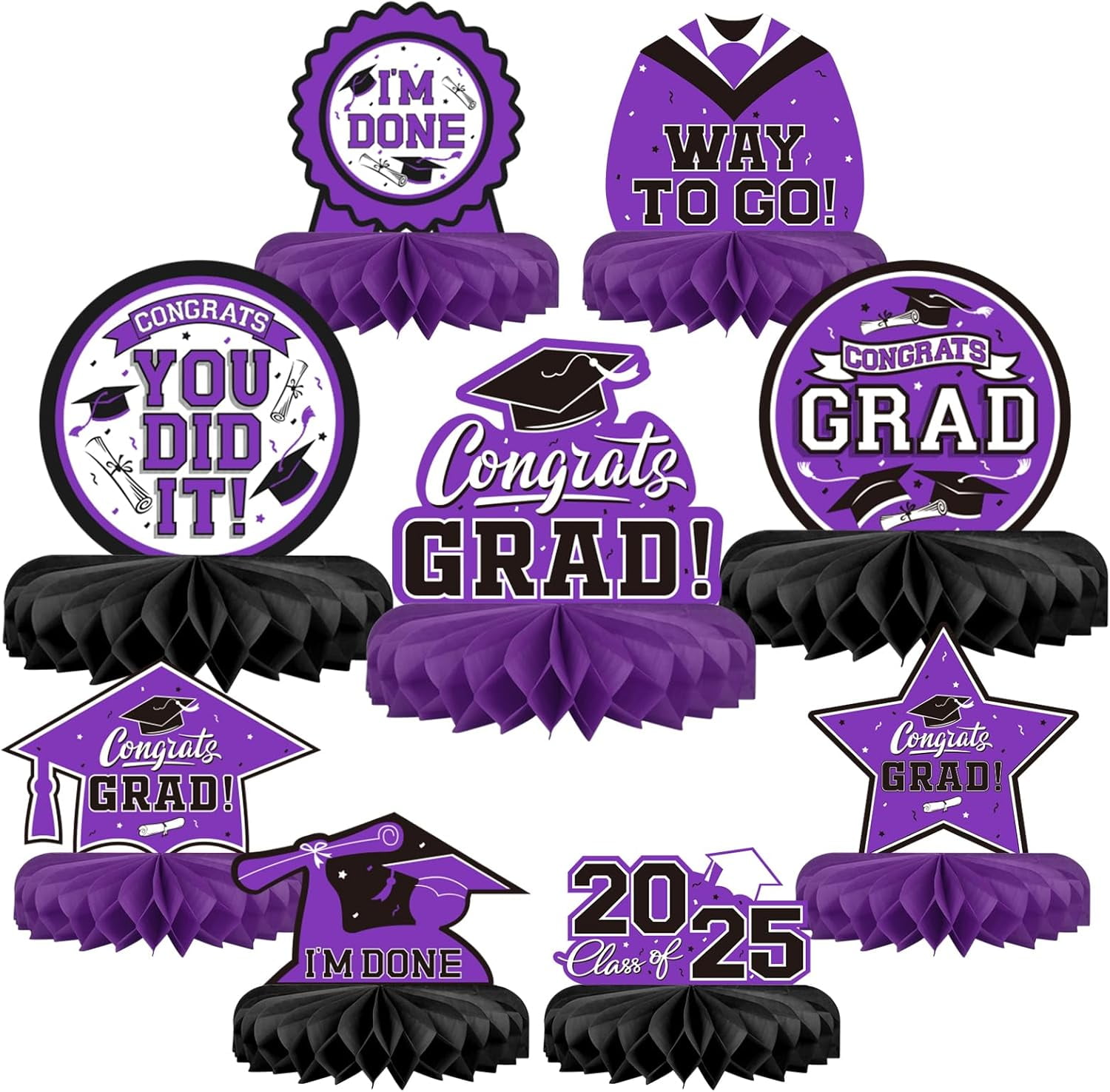 HeaCare 9PCS Graduation Decorations 2025 Congrats Grad Table ...