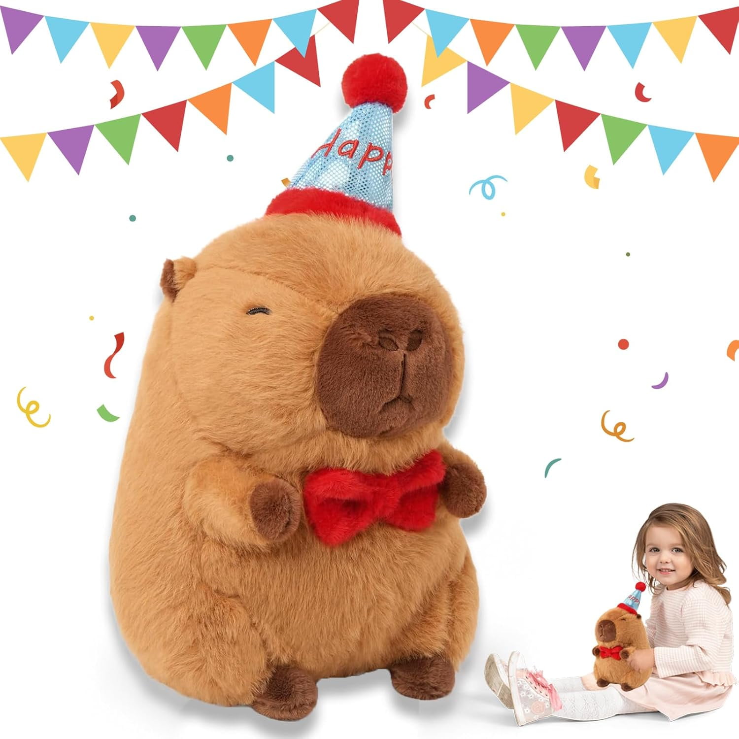 HeaCare Capybara Plush, Cappy Barra Plush with Birthday Hat, 30cm Soft ...