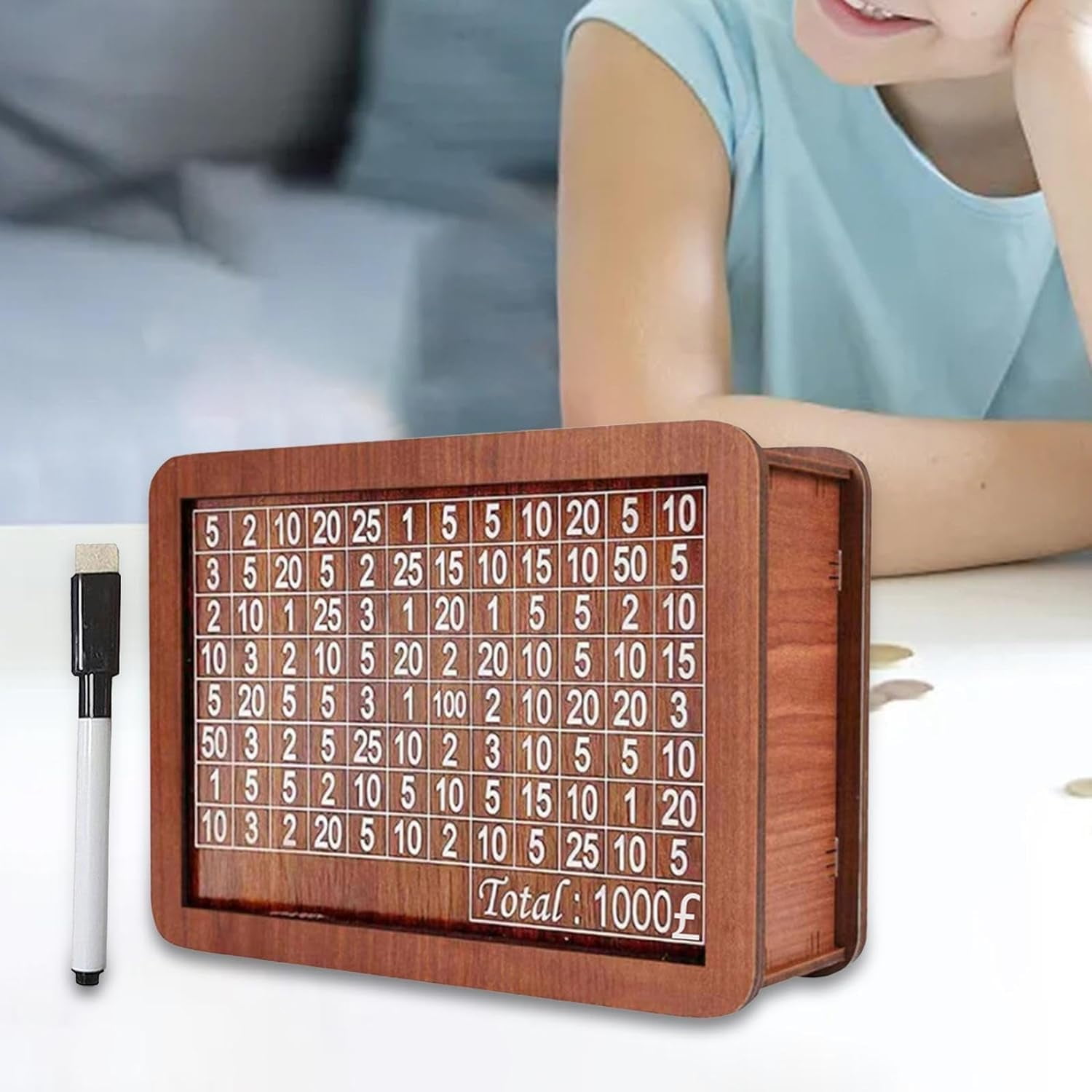 HeaCare Cash Vault Wooden Savings Box, Wooden Money Box with Money ...