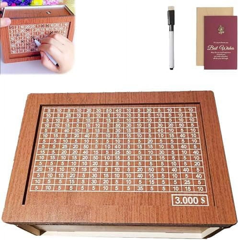HeaCare Cash Vault Wooden Savings Box, Wooden Cash Saver Money Box ...