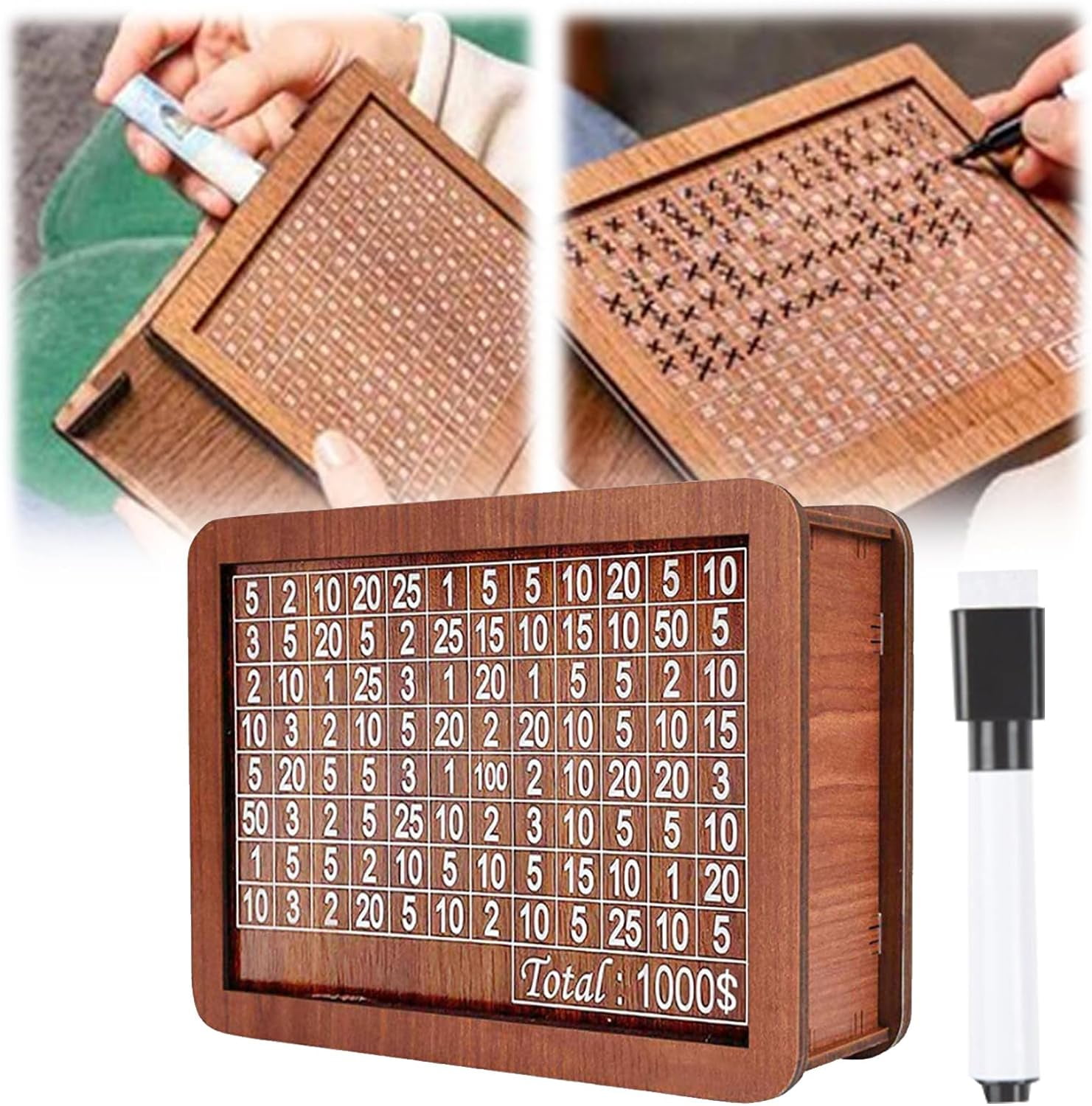 HeaCare Cash Vault Wooden Savings Box,Wooden Money Box with Money ...