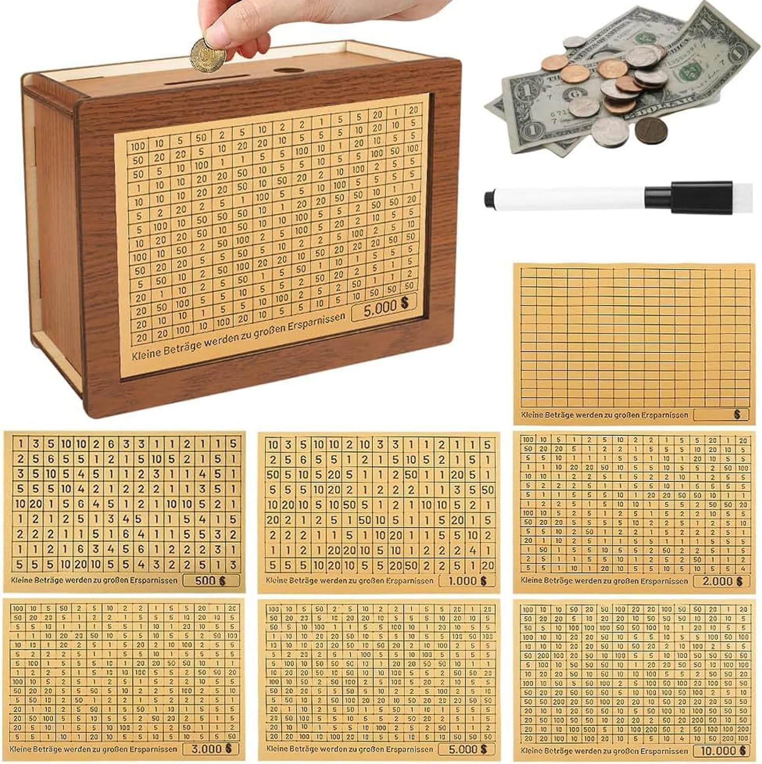HeaCare Cash Vault Wooden Savings Box,Wooden Cash Money Saving Box ...