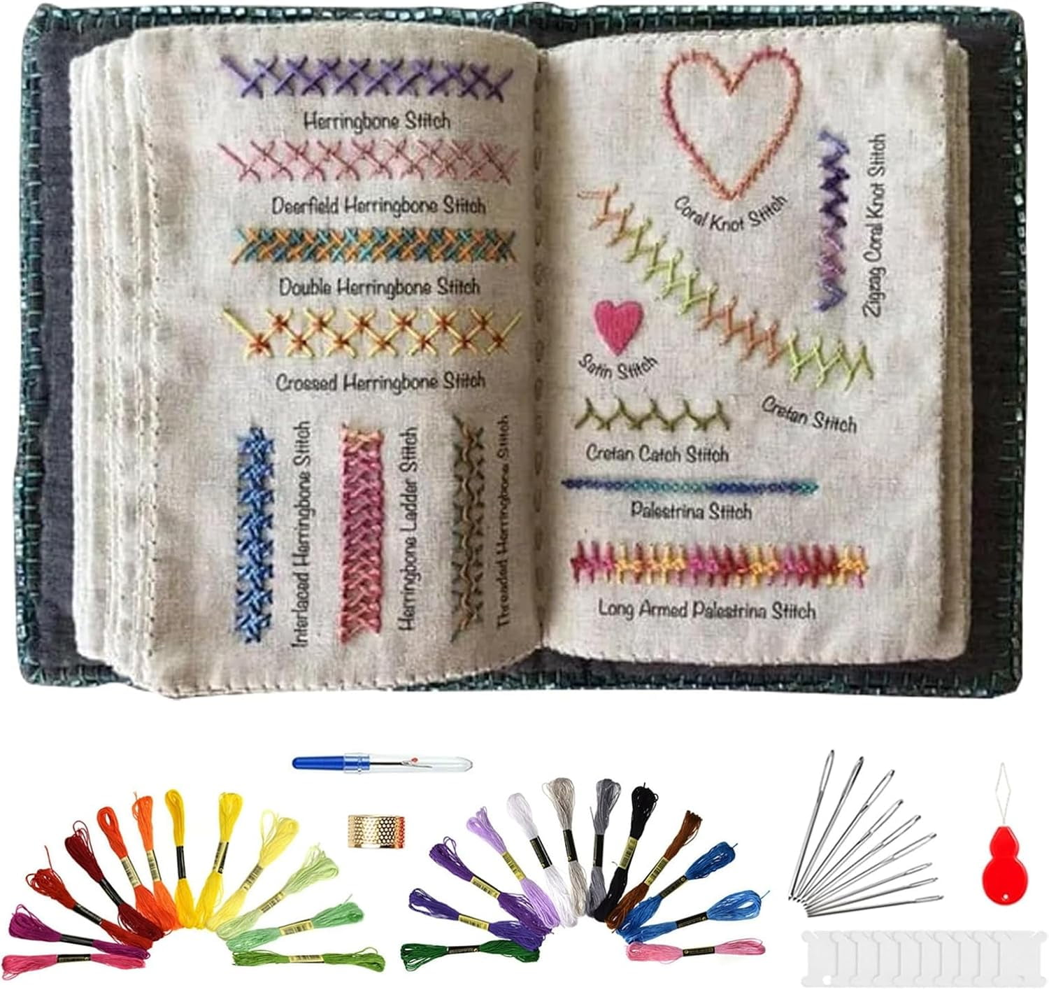 HeaCare DIY Stitch Book with 24 Bundle Embroidery Floss Set,Creative ...
