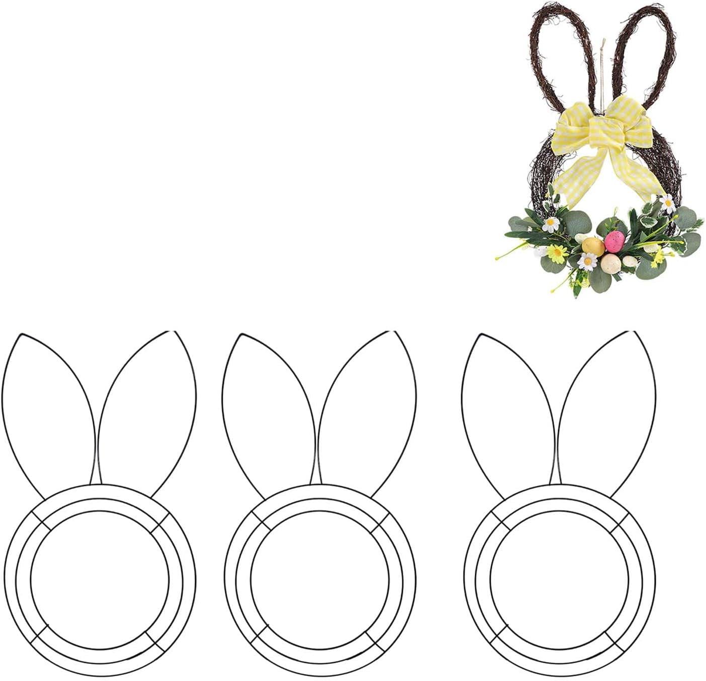 HeaCare Easter Wire Wreath Form, Easter Bunny Shape Wire Wreath Frame ...