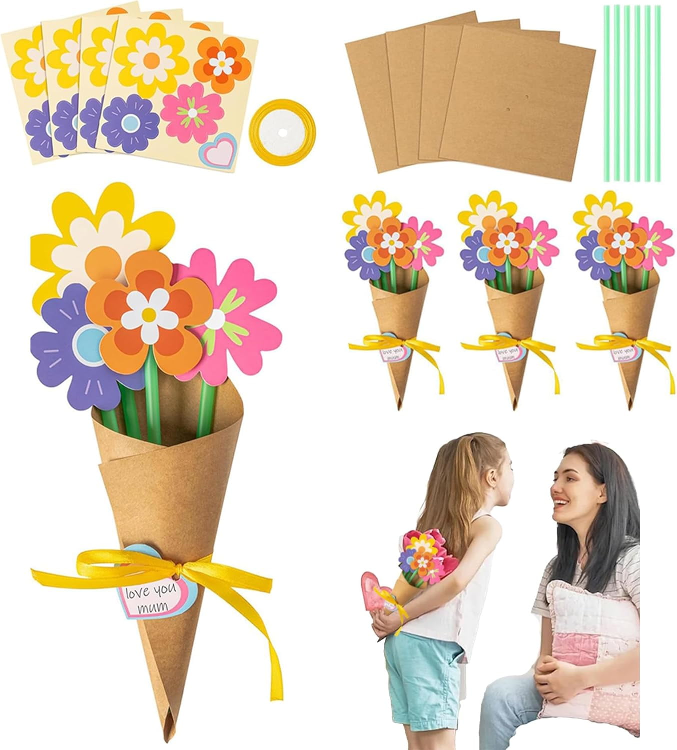 HeaCare Flower Bouquet Craft Kit, DIY Mother's Day Flower Thankful Gift ...