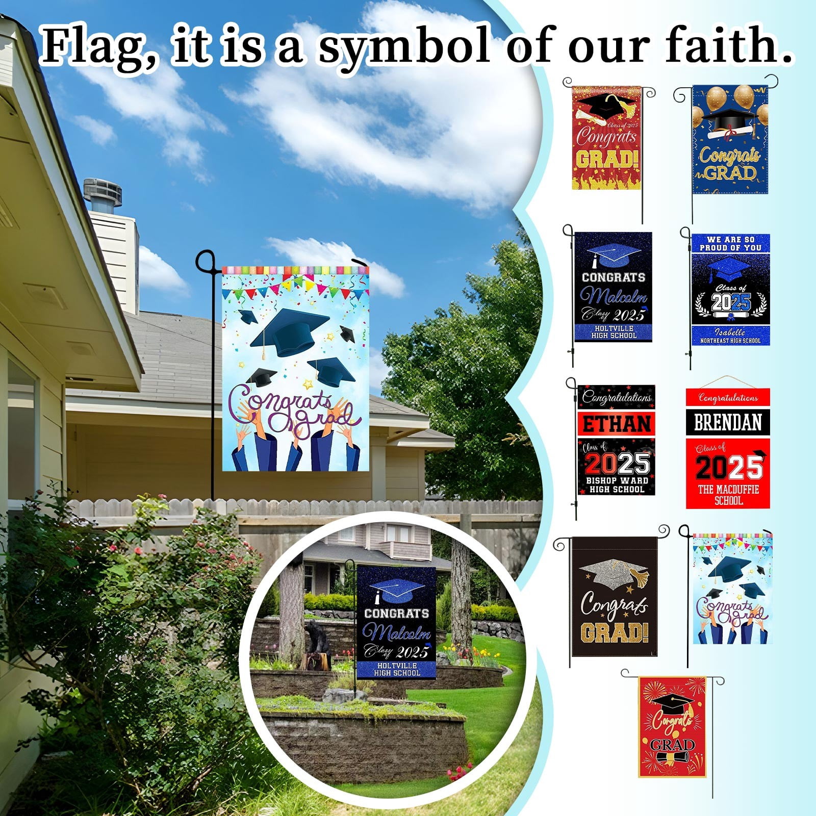 HeaCare Graduation Decorations Class of 2025 Garden Flag 9PCS Double ...