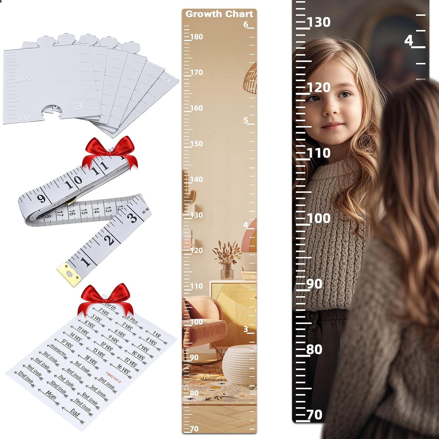 HeaCare Growth Chart Mirror, Growth Chart Mirror for Wall, Puzzle Mirror Growth Chart, Mirror ...