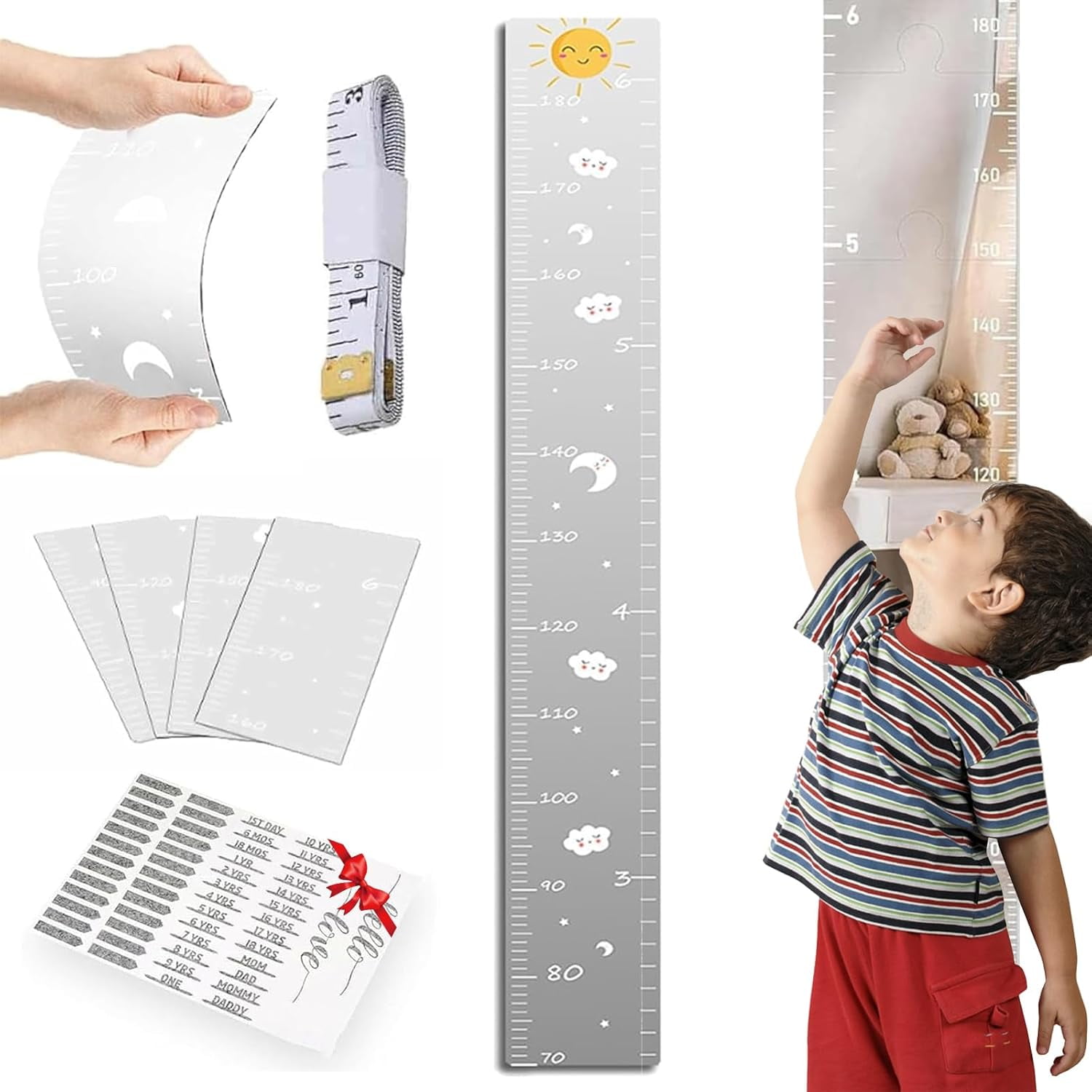 HeaCare Growth Chart Mirror for Wall, Growth Chart Mirror, Growth Chart Mirror for Kids ...