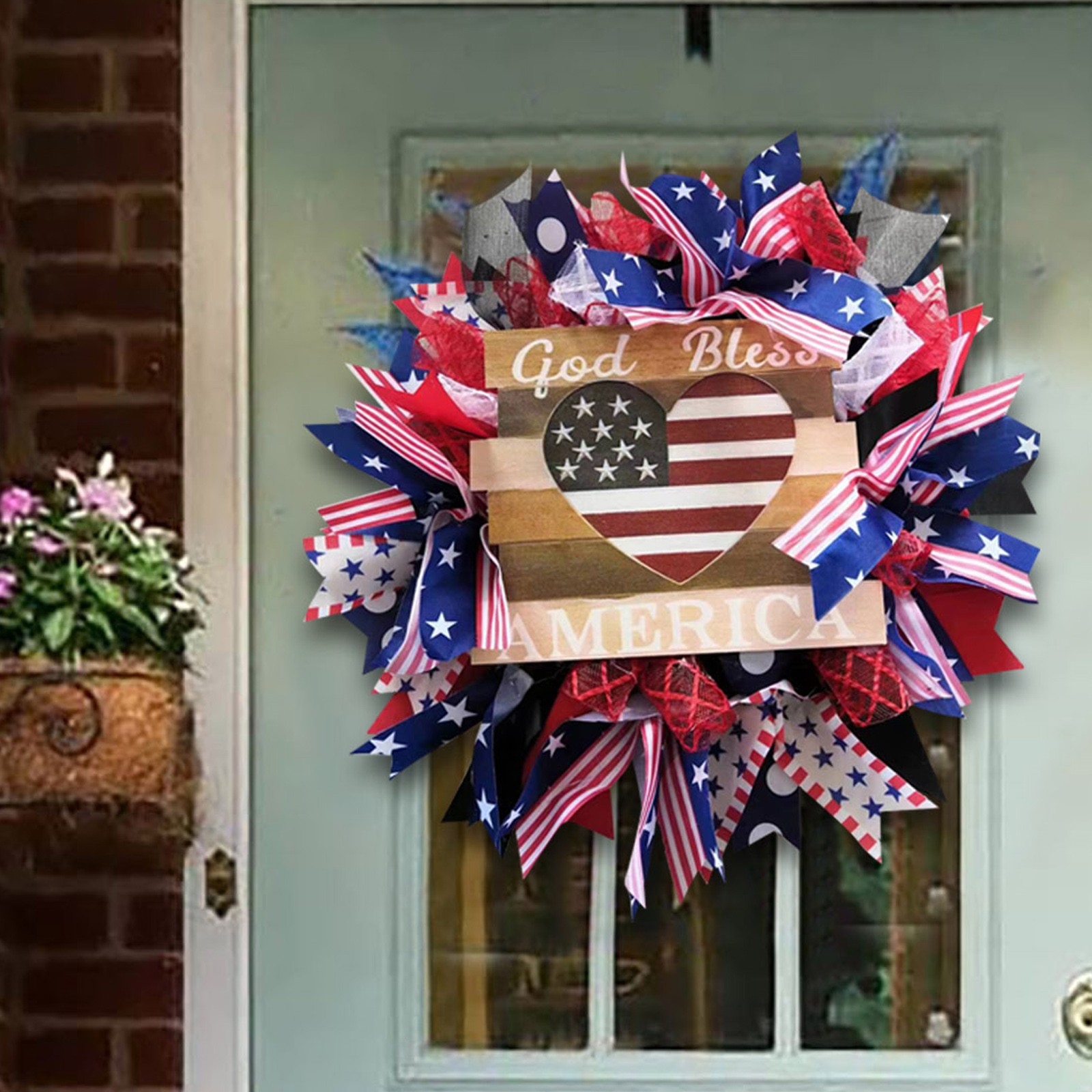 HeaCare Independence Day Wreath 4th of July Patriotic Hanging Ornament ...