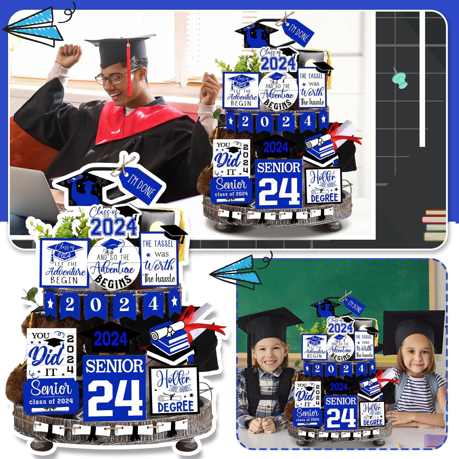 HeaCare Layered Display Stand Decoration, Class of 2024 Graduation ...