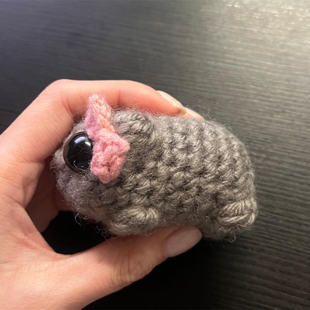 HeaCare Meme Sad Hamster Plush,Handmade Sad Hamster Knitting Doll With ...