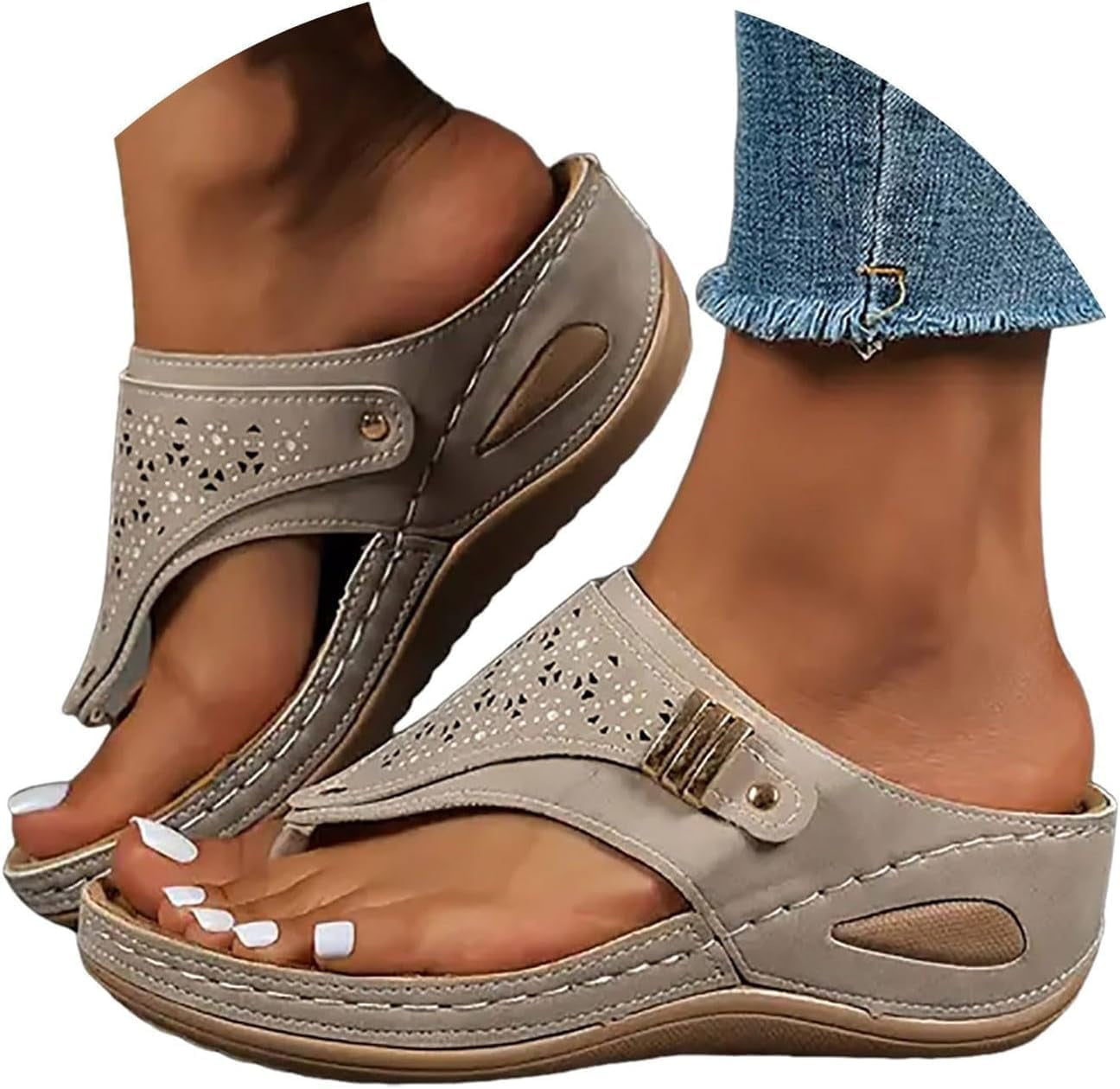 HeaCare Orthopedic Sandals for Women - Arch Support Wedge Flip Flops ...