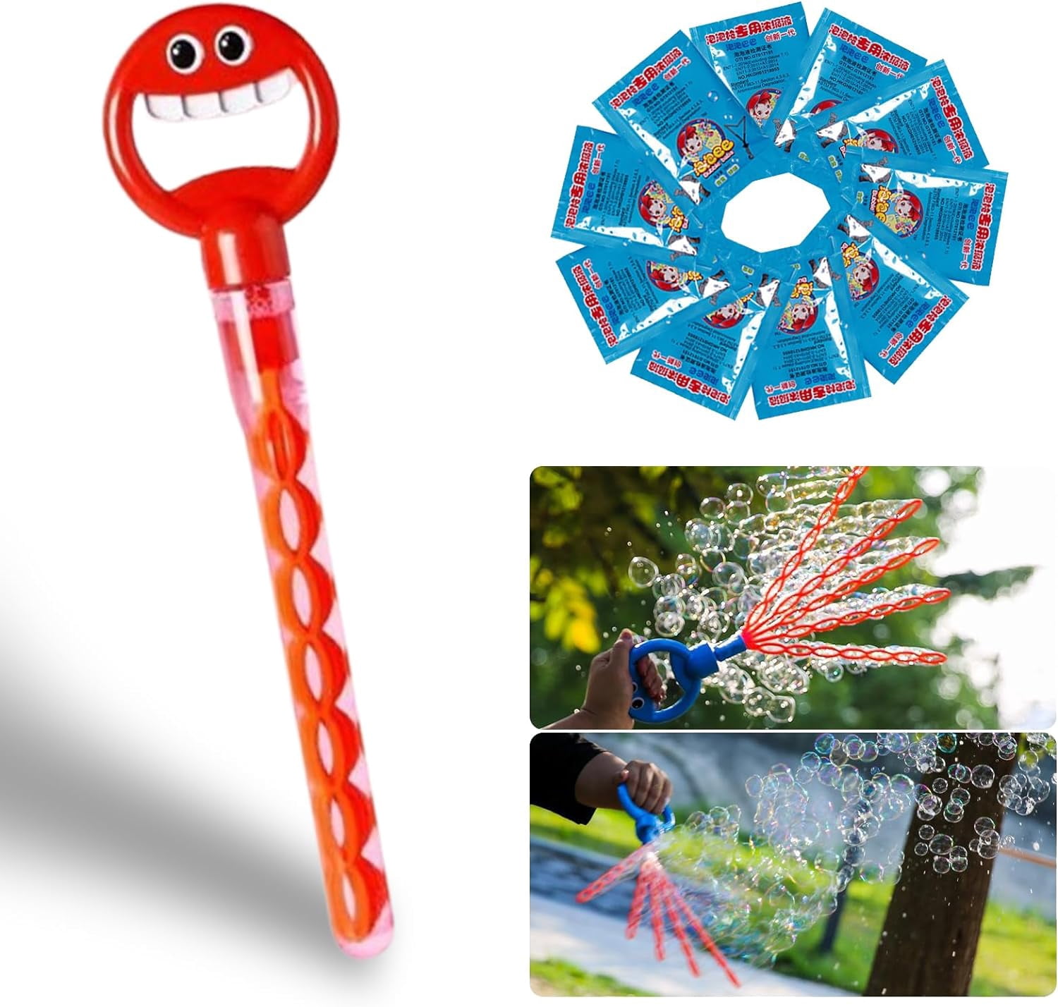 HeaCare Smiling Face Bubble Stick with Bubbles Refill, 32 Hole Five ...