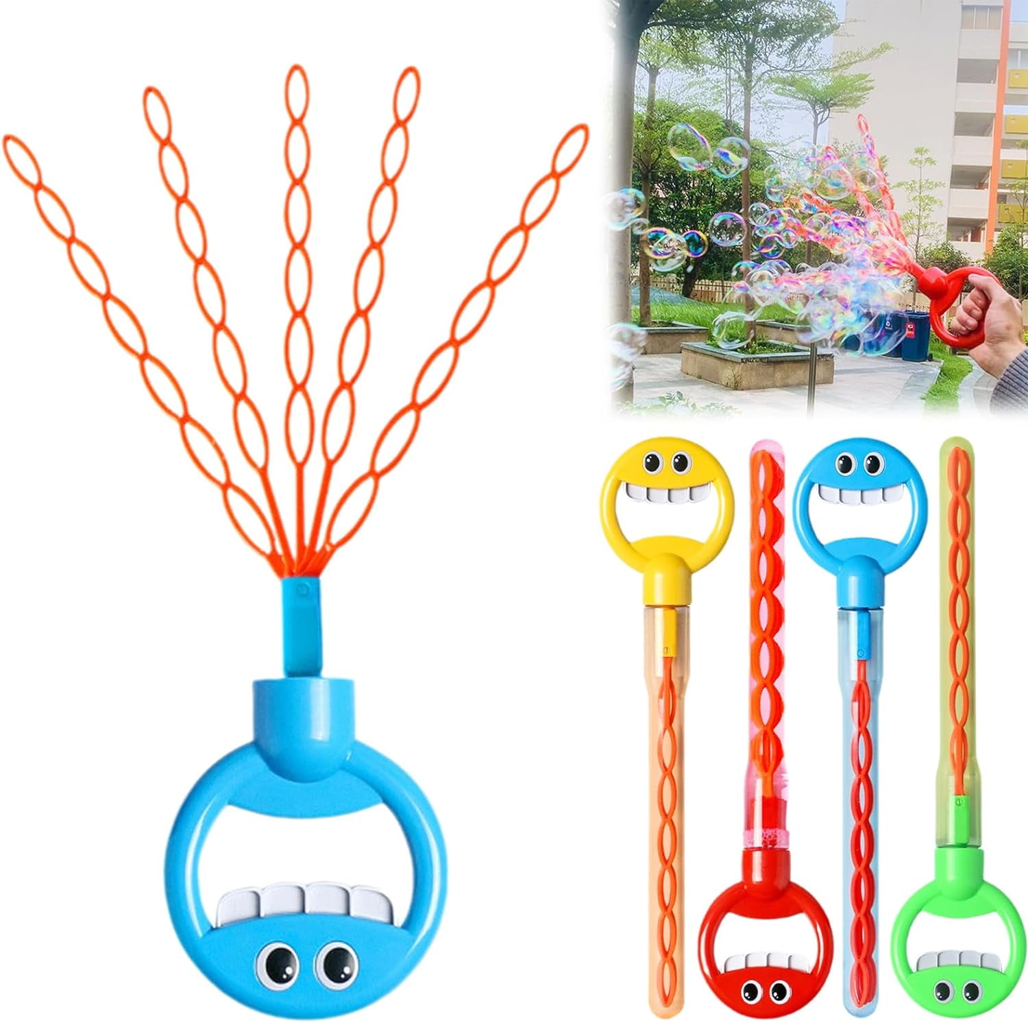 HeaCare Smiling Face Bubble Wand, 17.3’’ Big Bubble Wands for Kids, 32 ...