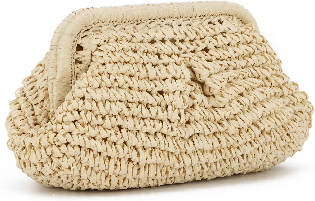 HeaCare Straw Dumpling Clutch Bag Woven Straw Tote Straw Clutch Purse ...