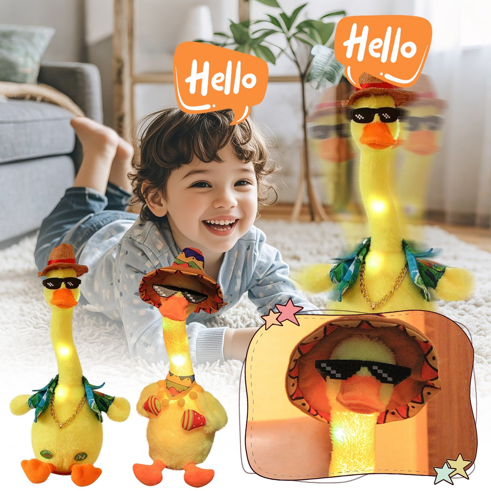 HeaCare Stuffed Animals 2PCS Yellow Duck with Sunglasses and Hat ...
