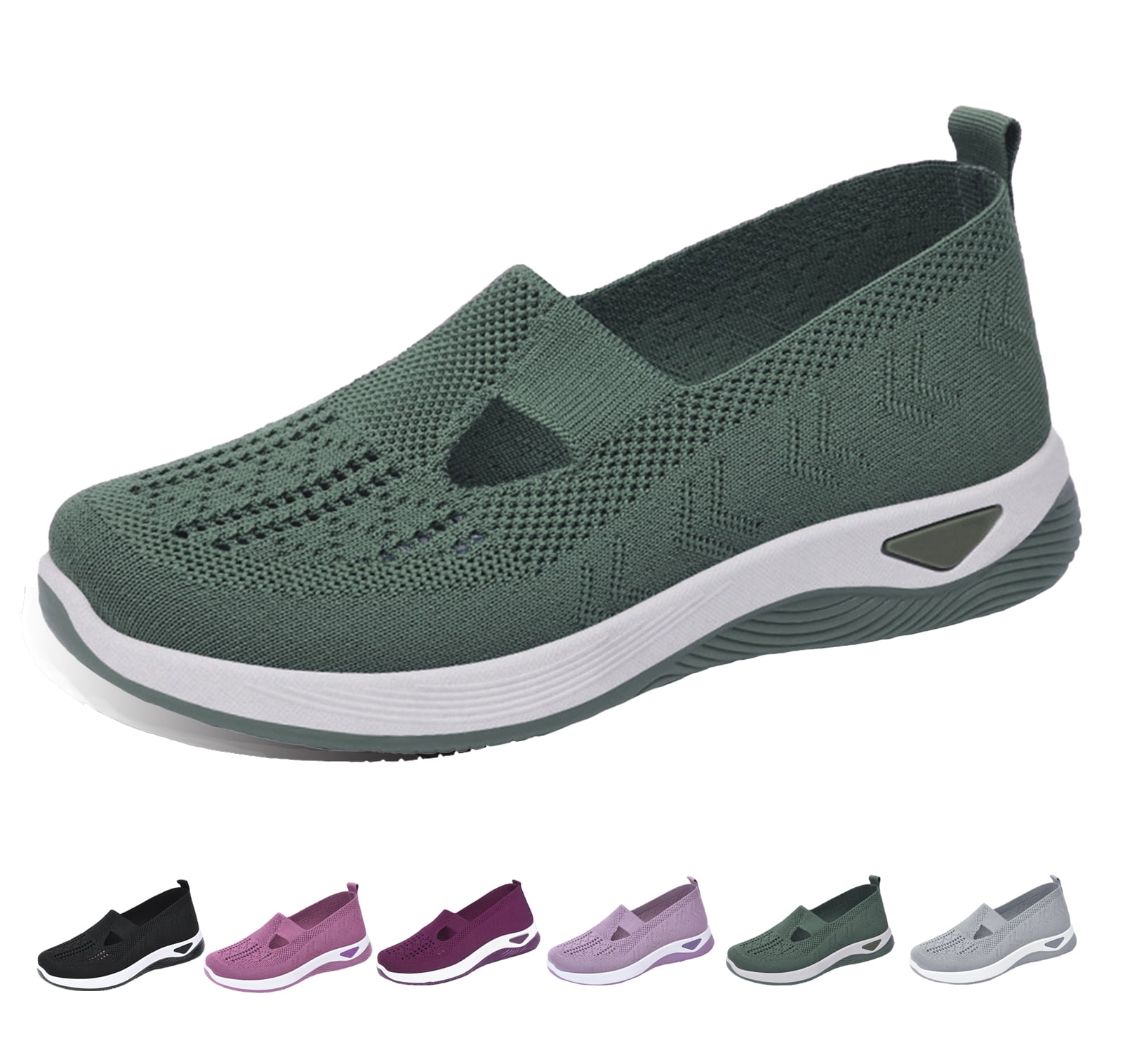 HeaCare Women's Woven Orthopedic Breathable Soft Shoes Slip-on Wide ...