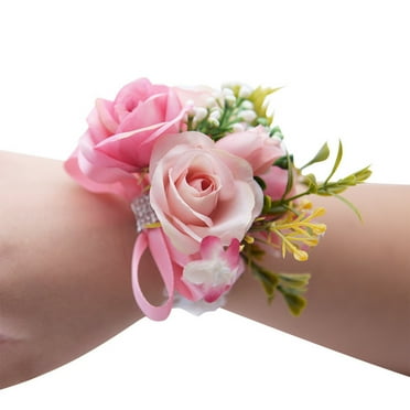 2PCS Rose Wrist Flower Corsage Boutonniere Set Bridal Corsage Bracelet ...