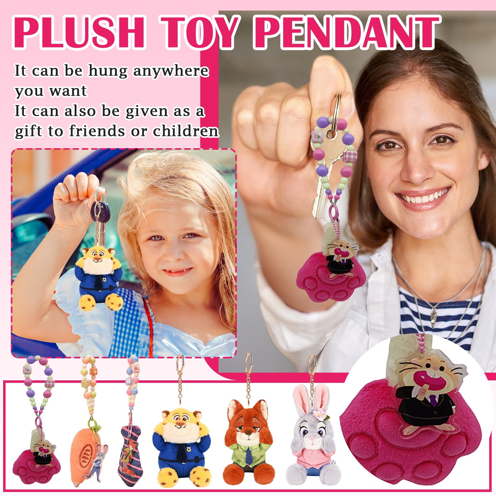 HeaCare Zootopia Plush Keychain 6PC Set: Cute Stuffed Animal Keychain ...