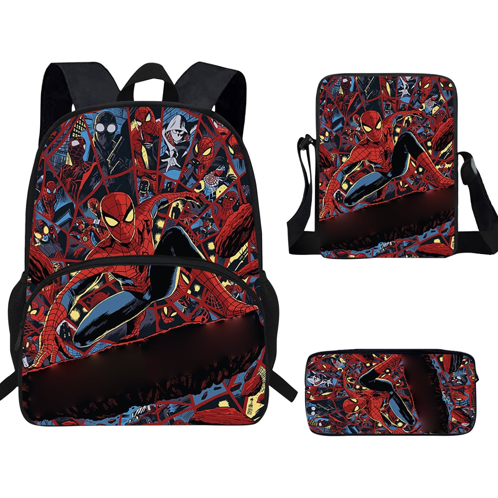 HeaDream 15.41" Super-Hero Spider Backpack, 3 Pcs Super-Hero Spider ...