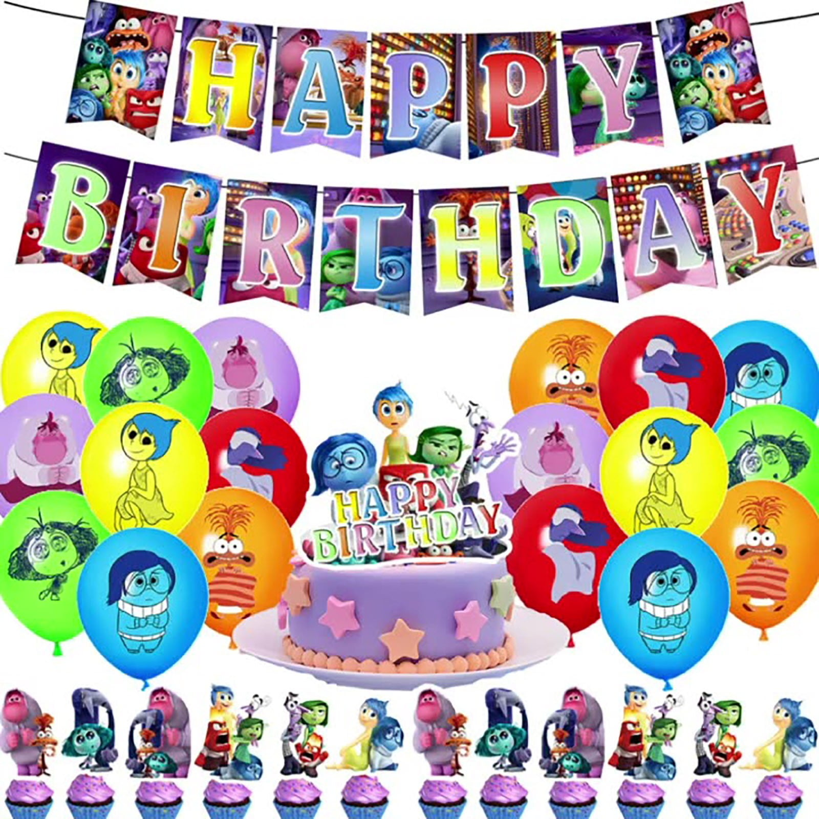 HeaDream 32PCS Inside Out 2 Theme Party Decorations Character Balloons ...