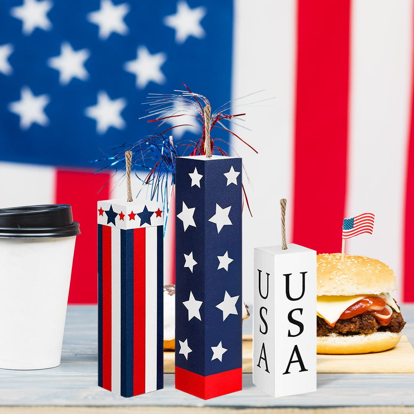 HeaDream 4th of July Wood Gadgets for Desk Wooden Table Decorations ...