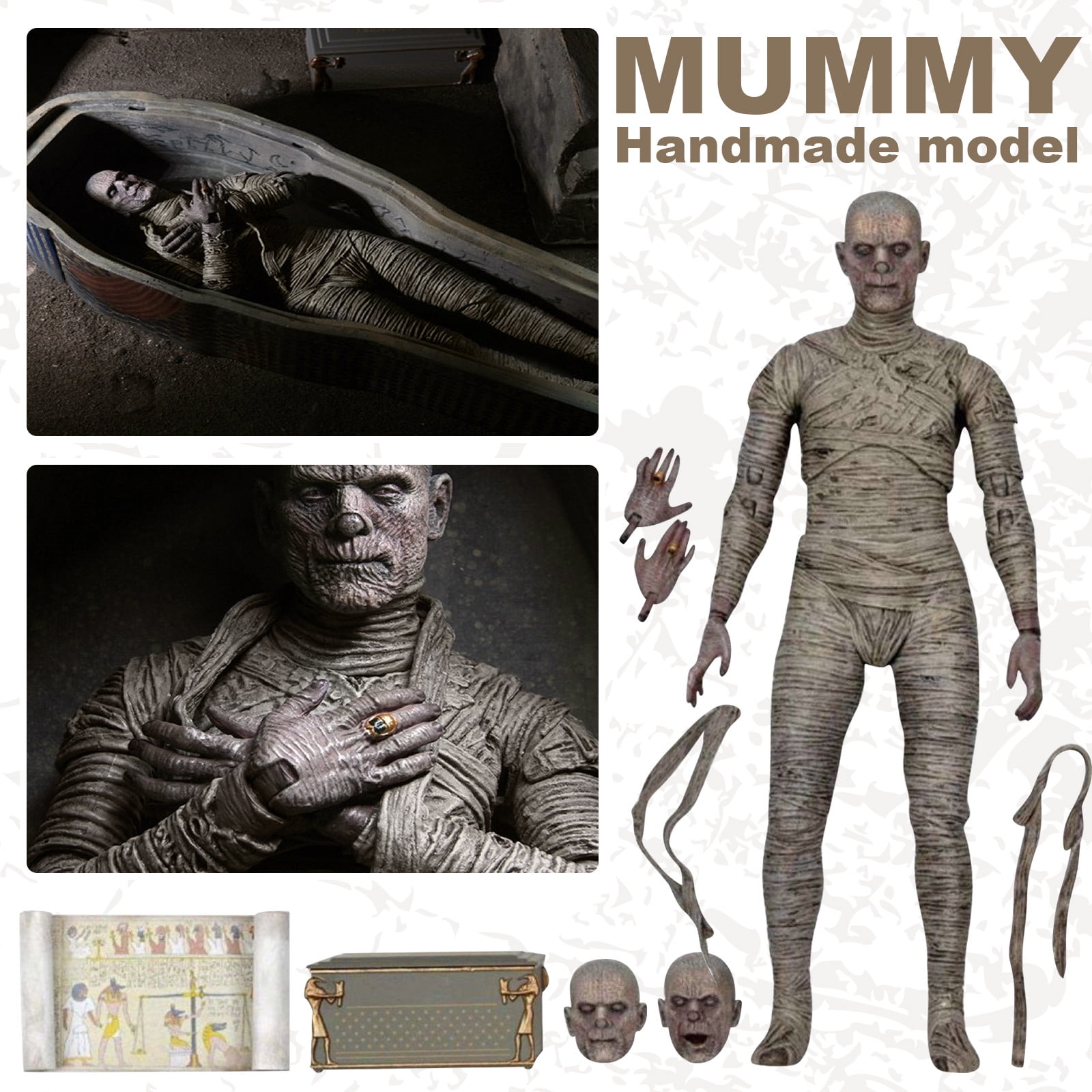 HeaDream 7" Halloween Decorawtion Movable Joint Figure, Mummy ...