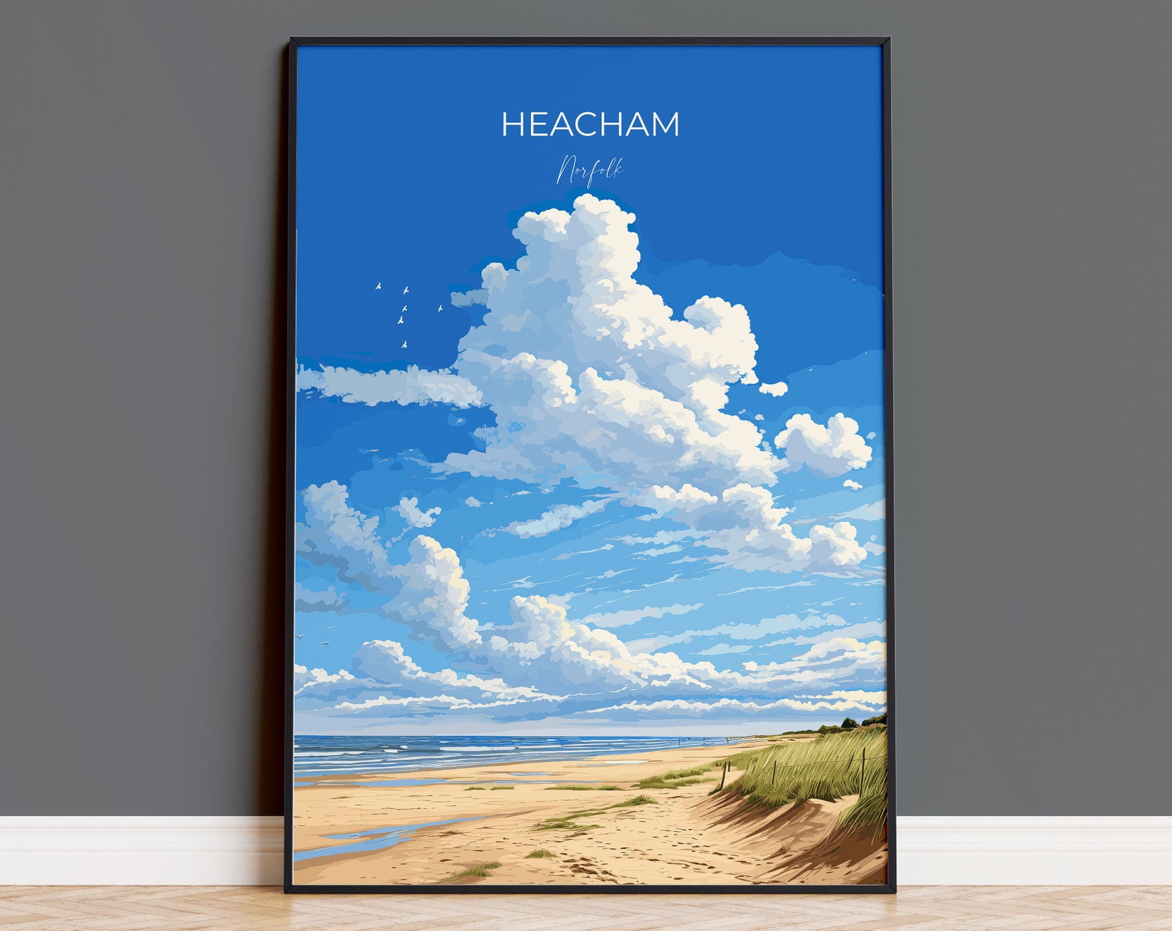 Heacham Beach Poster, Travel Print of Heacham, Norfolk Gift, England ...