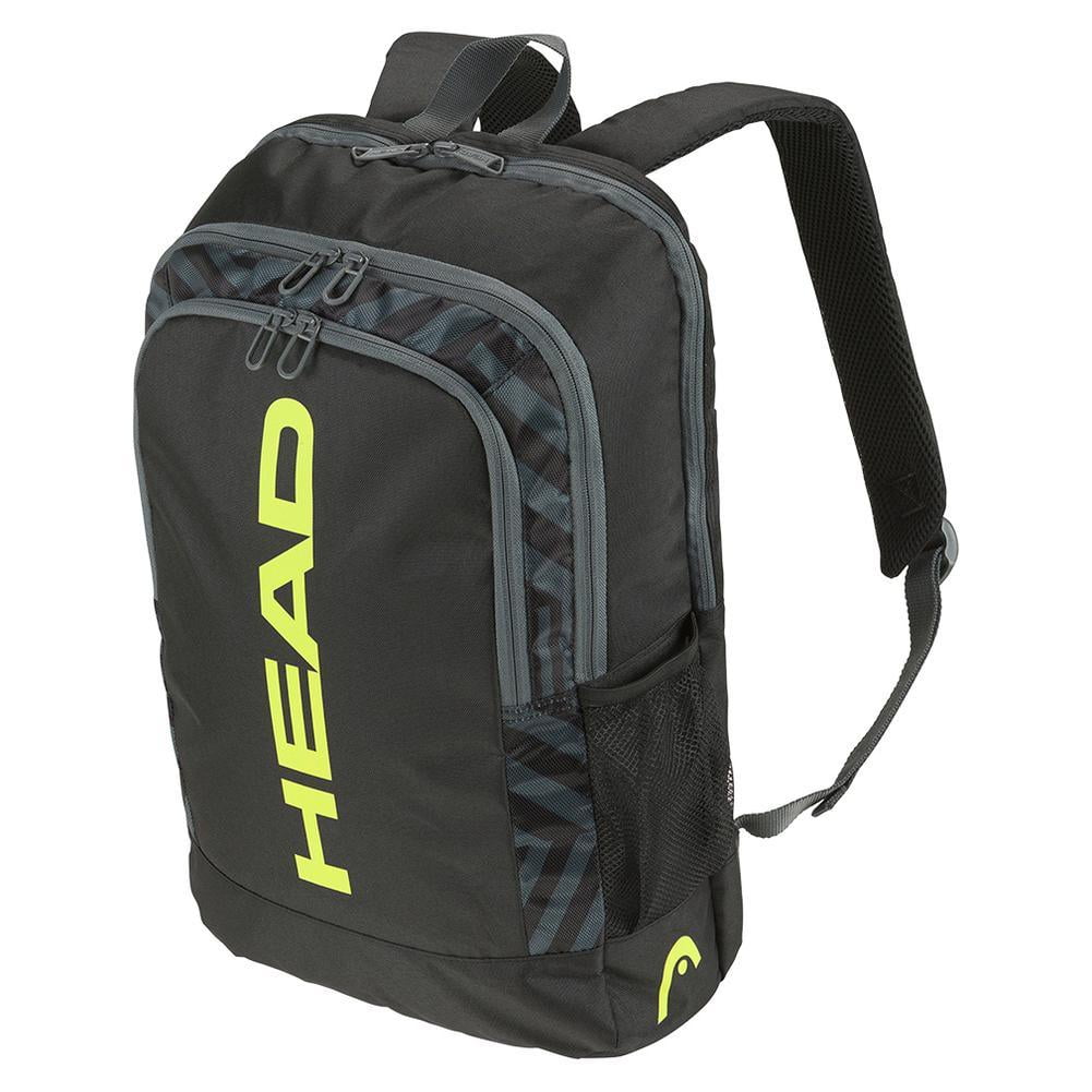 HEAD Base 17L Tennis Backpack Black and Yellow with Racquet and ...