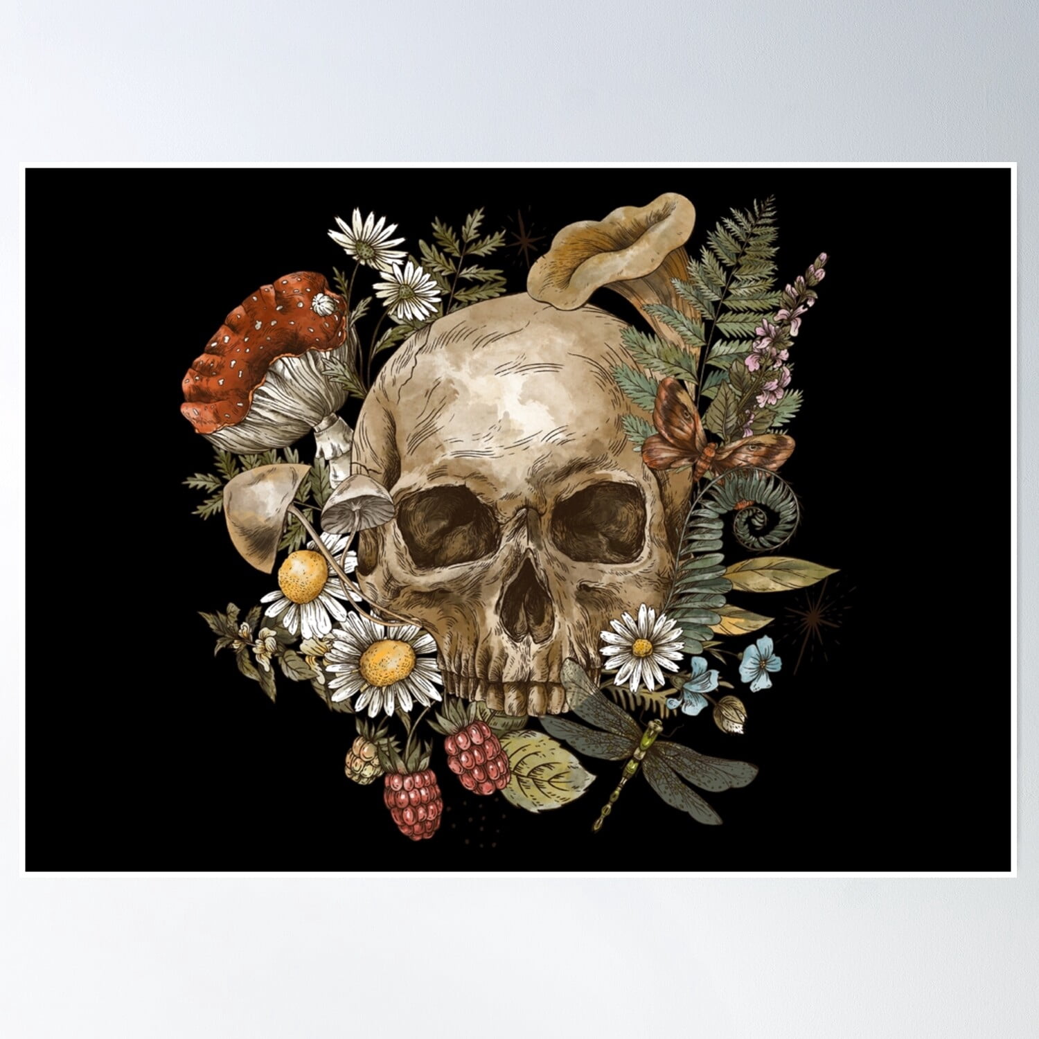 Head Bone Flower Dark Academia Goblin Core Cottagecore Poster Wall Art ...