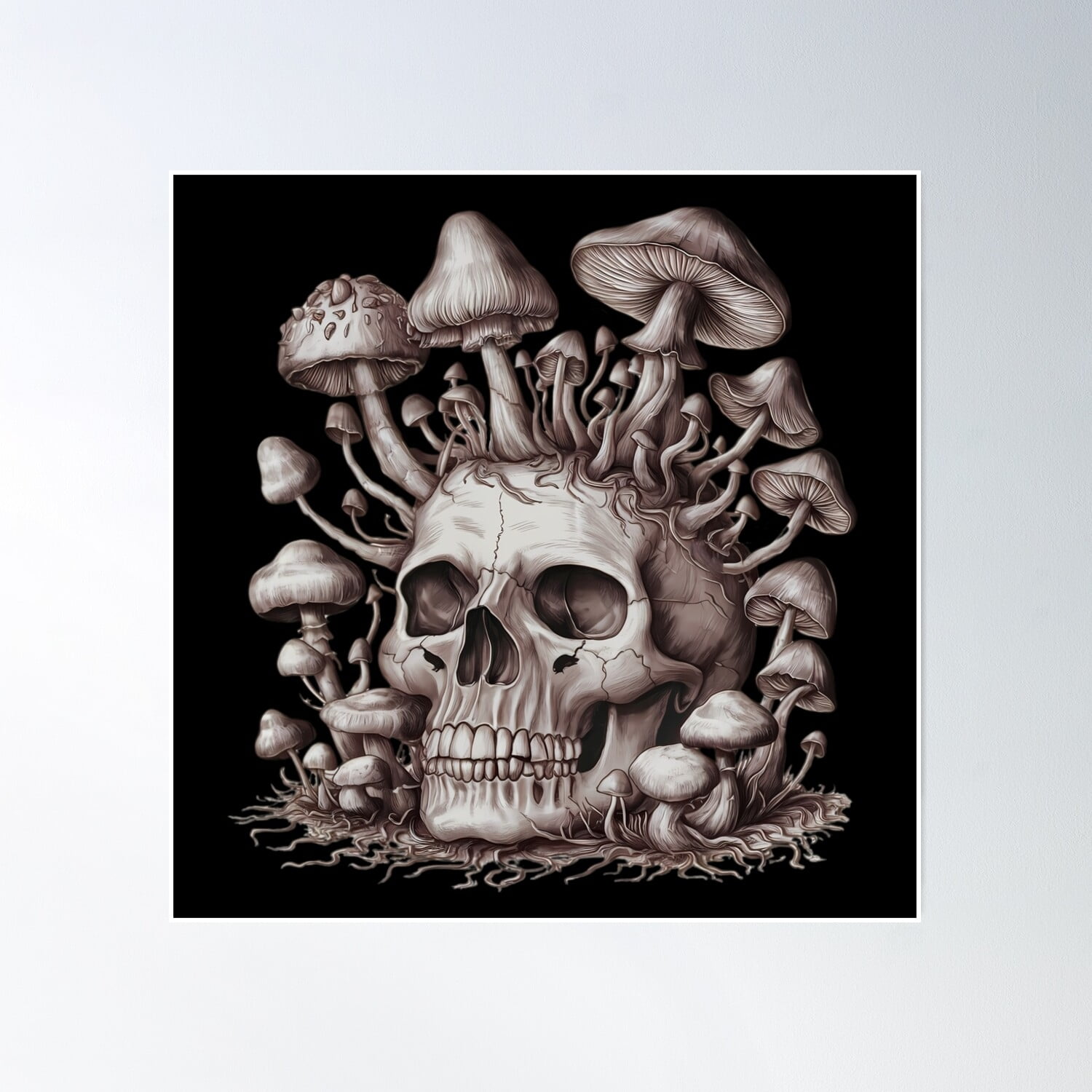 Head Bone And Mushrooms Amanita Muscaria Forager Hunter Goblincore ...