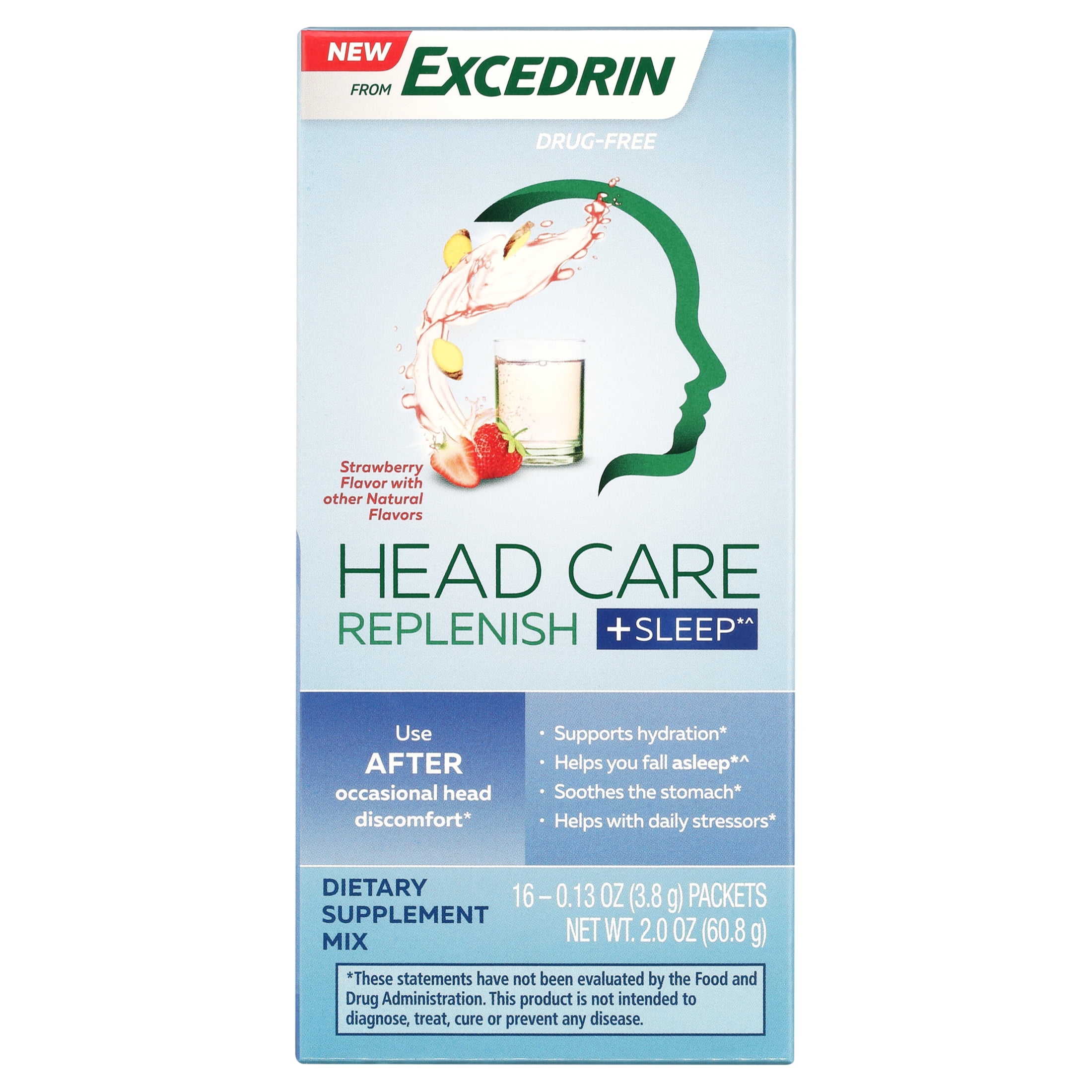 Excedrin Head Care Replenish +Sleep Dietary Supplement for Support - 16 ...