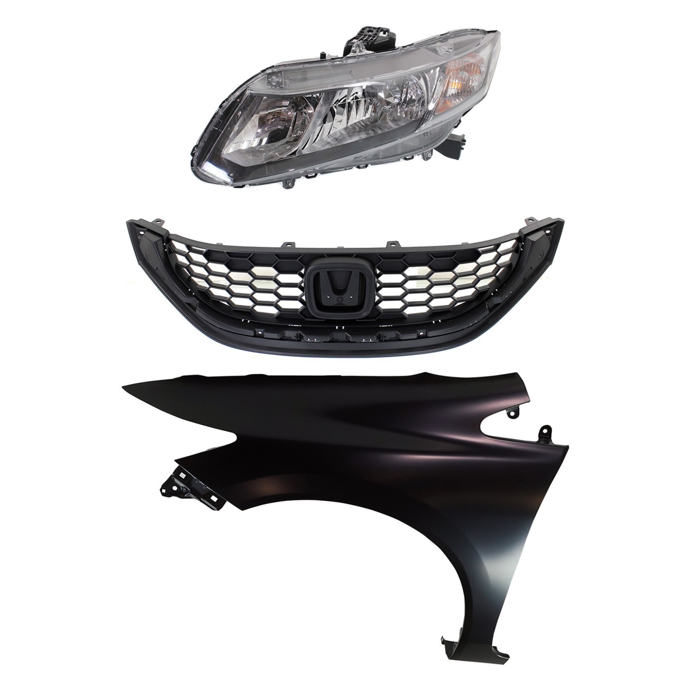 Head Driving Headlamp Left Side for Civic - Kit with Bulb - Fender ...