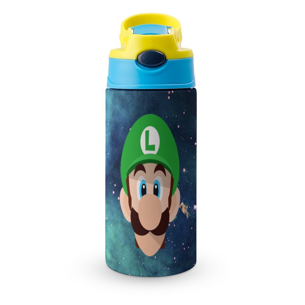 Head Face Luigi's Mansion Kid's Insulated Water Bottle With Straw Vacuum Stainless Steel Cup ...